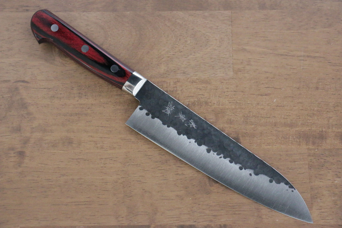 Yoshimi Kato Blue Super Kurouchi Maru Hammered Gyuto 180mm with Red Pa ...