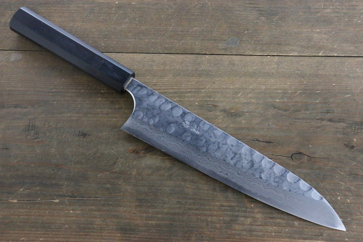 Seisuke Blue Steel No.2 Hammered Damascus Gyuto Japanese Chef Knife 21 ...